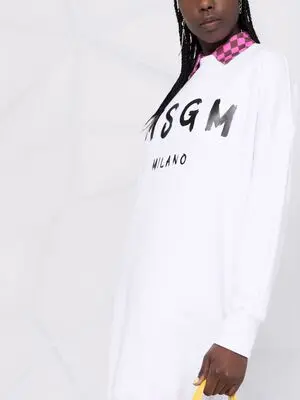 MSGM Logo-print Jersey Dress