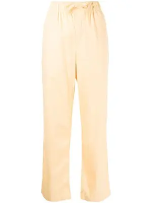 TEKLA Flannel Drawstring Pajama Bottoms - Neutrals