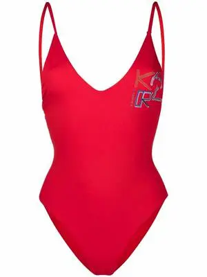 Karl Lagerfeld Logo-print Swimsuit - Red