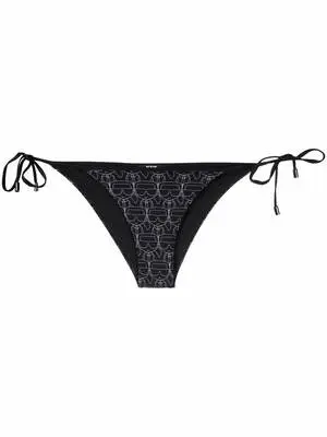 Karl Lagerfeld Monogram-pattern Side-tie Bikini Briefs - Black