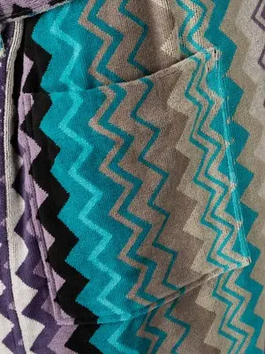 Missoni Giacomo Belted Hooded Bathrobe - Blue