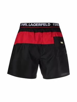 Karl Lagerfeld Logo-tape Side-stripe Swim Shorts