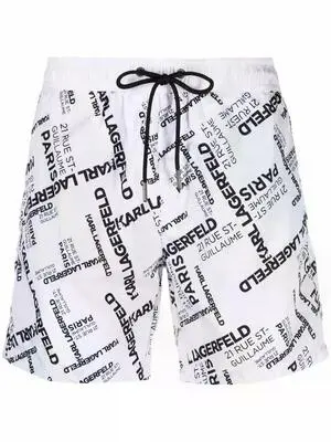 Karl Lagerfeld Logo-print Swim Shorts - White