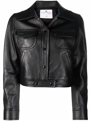COURREGES Cropped Lambskin Jacket - Black