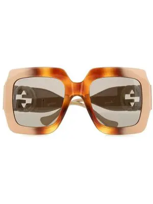 Gucci Chain-strap Square Sunglasses - Brown