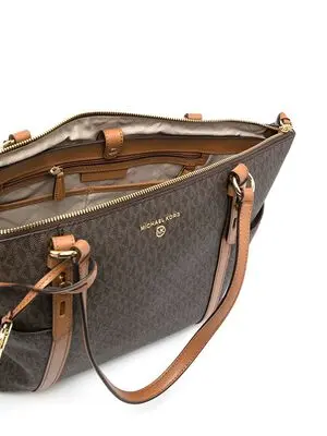 Michael Kors Leather Monogram Tote Bag - Brown