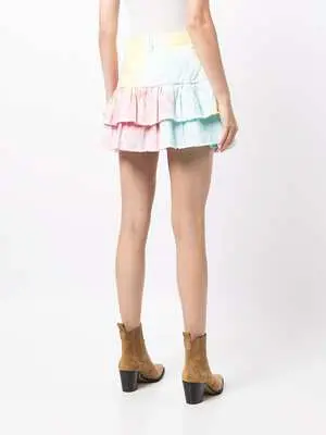 LoveShackFancy Landen Tie-dye Tiered Mini Skirt