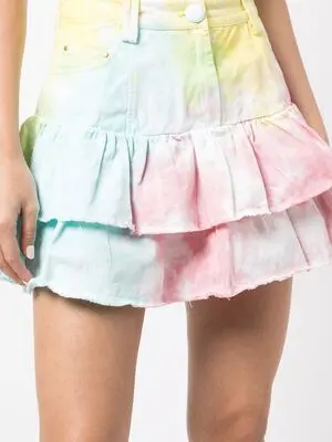 LoveShackFancy Landen Tie-dye Tiered Mini Skirt