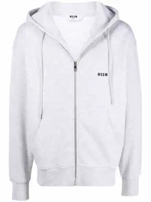 MSGM Logo Print Zip-up Hoodie