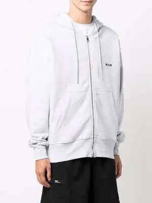 MSGM Logo Print Zip-up Hoodie