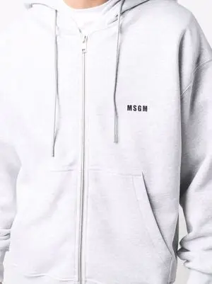 MSGM Logo Print Zip-up Hoodie