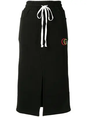 GOODBOY Logo-embroidered Jersey Midi Skirt - Black