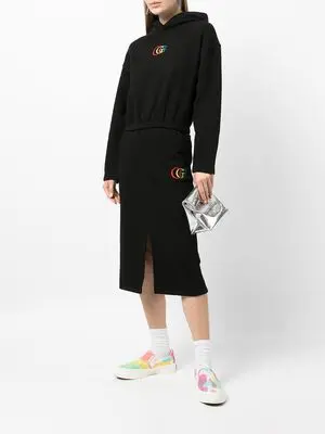 GOODBOY Logo-embroidered Jersey Midi Skirt - Black