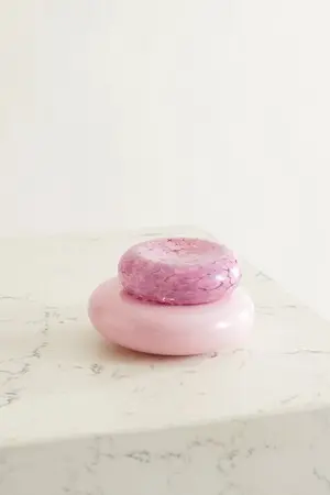 Vanderohe Curio Net Sustain Pebble Stack Set Of Two Glass Dishes - Pink