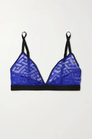 Versace Tulle Soft-cup Triangle Bra - Blue