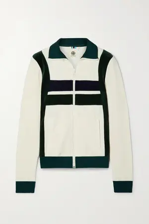 Tory Burch Color-block Cotton-blend Velour Track Jacket