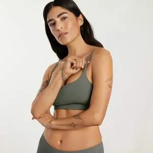 Everlane Invisible Square-Neck Bralette Pewter Green