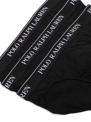 Polo Ralph Lauren Pack Of 3 Logo Waistband Briefs - Black
