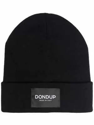 DONDUP Logo Patch Beanie Black