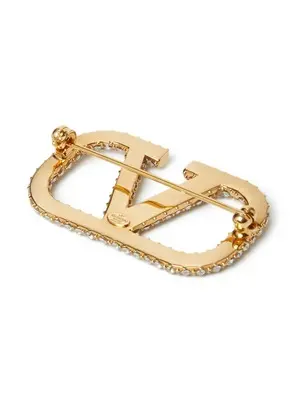Valentino Garavani Vlogo Signature Crystal Embellished Brooch