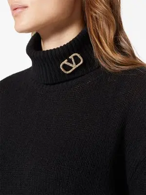 Valentino Garavani Vlogo Signature Crystal Embellished Brooch
