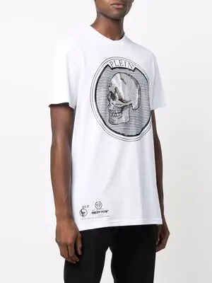 Philipp Plein Outline Skull Crystal Cotton T-shirt