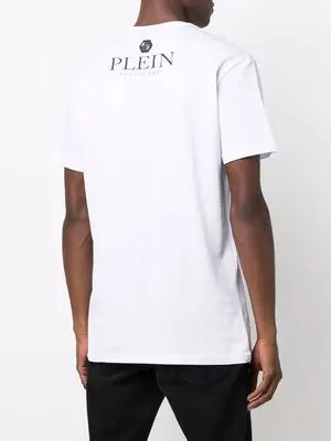 Philipp Plein Outline Skull Crystal Cotton T-shirt