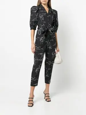 Lhd Casitas Illustration-print Jumpsuit - Black
