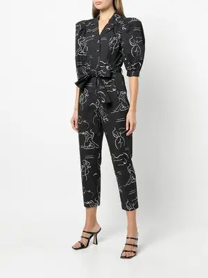 Lhd Casitas Illustration-print Jumpsuit - Black