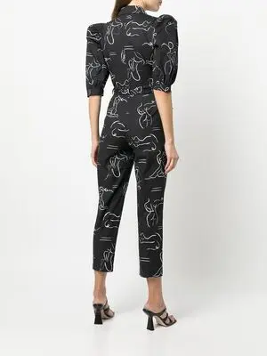 Lhd Casitas Illustration-print Jumpsuit - Black