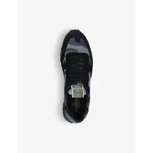 Valentino Garavani Rockrunner Camouflage-print Leather Trainers - Blk/grey