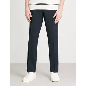 Sandro Slim-fit Tapered Stretch-wool Trousers - Navy Blue