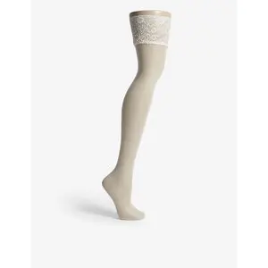 Falke Seidenglatt 15 Knitted Stockings 2059 Offwhite