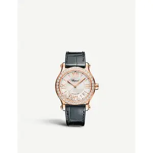Chopard Happy Sport Diamond And 18ct Rose Gold Watch - Rose Gold And Black