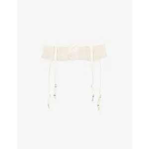 Agent Provocateur Lindie Floral Mesh Suspender Belt - Sand/ivory