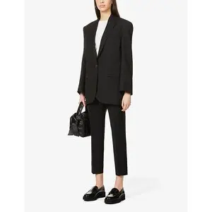 Theory Treeca Cropped Stretch-wool Trousers - Black