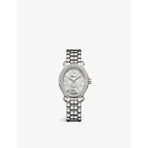 Chopard Happy Sport Oval Diamond Watch - Stainless Steel