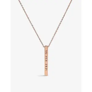 LITTLESMITH Personalised Rose -plated Vertical Bar Necklace - Gold