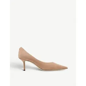 JIMMY CHOO Love 65 Logo-embellished Suede Courts - Ballet Pink