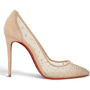CHRISTIAN LOUBOUTIN Follies Strass 100 Suede Courts
