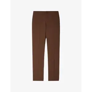 Sandro High-rise Stretch-jersey Trousers - Cognac