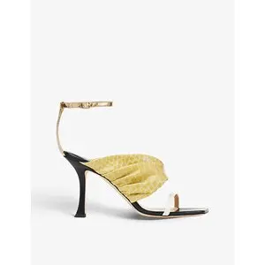 JIMMY CHOO Ocean 90 Snakeskin-embossed Leather Heeled Sandals