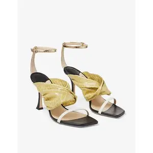 JIMMY CHOO Ocean 90 Snakeskin-embossed Leather Heeled Sandals