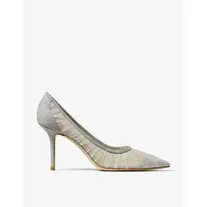 JIMMY CHOO Love 85 Glitter Tulle Pumps - Ivory/silver
