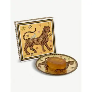 ORTIGIA SICILIA Ambra Nera Glass Plate And Soap