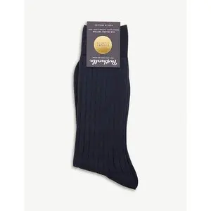Pantherella Sea Island Cotton Ribbed Socks - Black