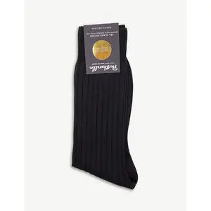 Pantherella Sea Island Cotton Ribbed Socks Black