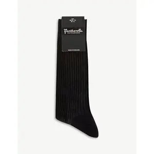 Pantherella Short Ribbed Cotton Socks - Black