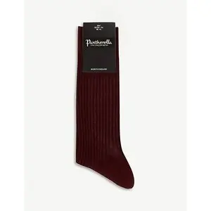 Pantherella Short Ribbed Cotton Socks - Burgundy