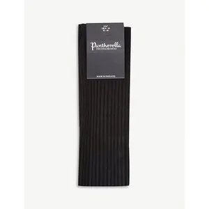 Pantherella Cotton Ribbed Knee-High Socks Black